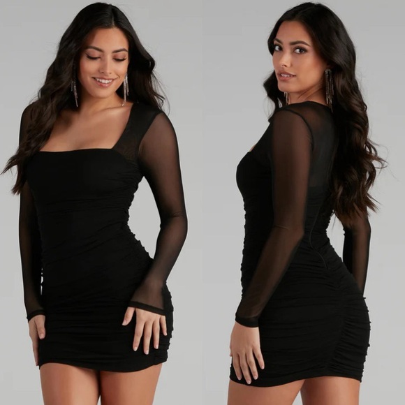 Windsor | Dresses | Windsor Mesmerize In Mesh Ruched Mini Dress | Poshmark